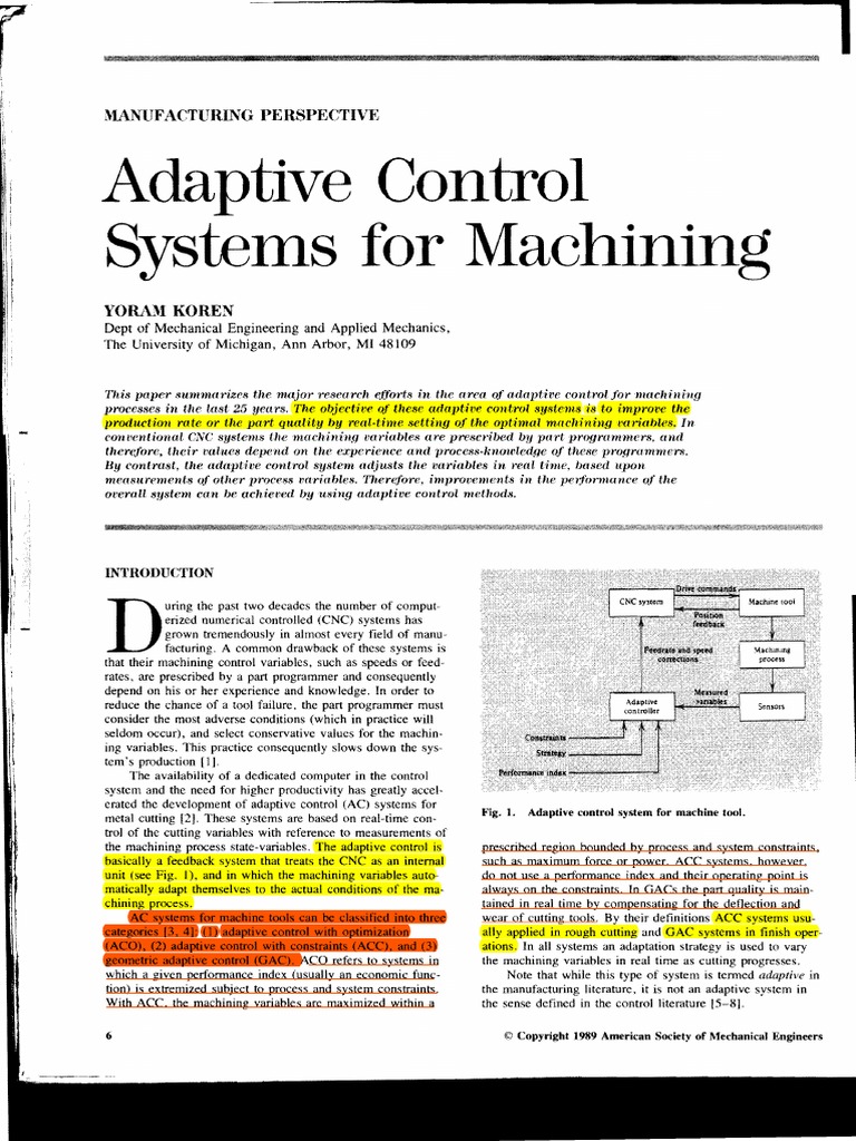 Adaptive Control Systems For Machining | PDF | Machining | Numerical Control