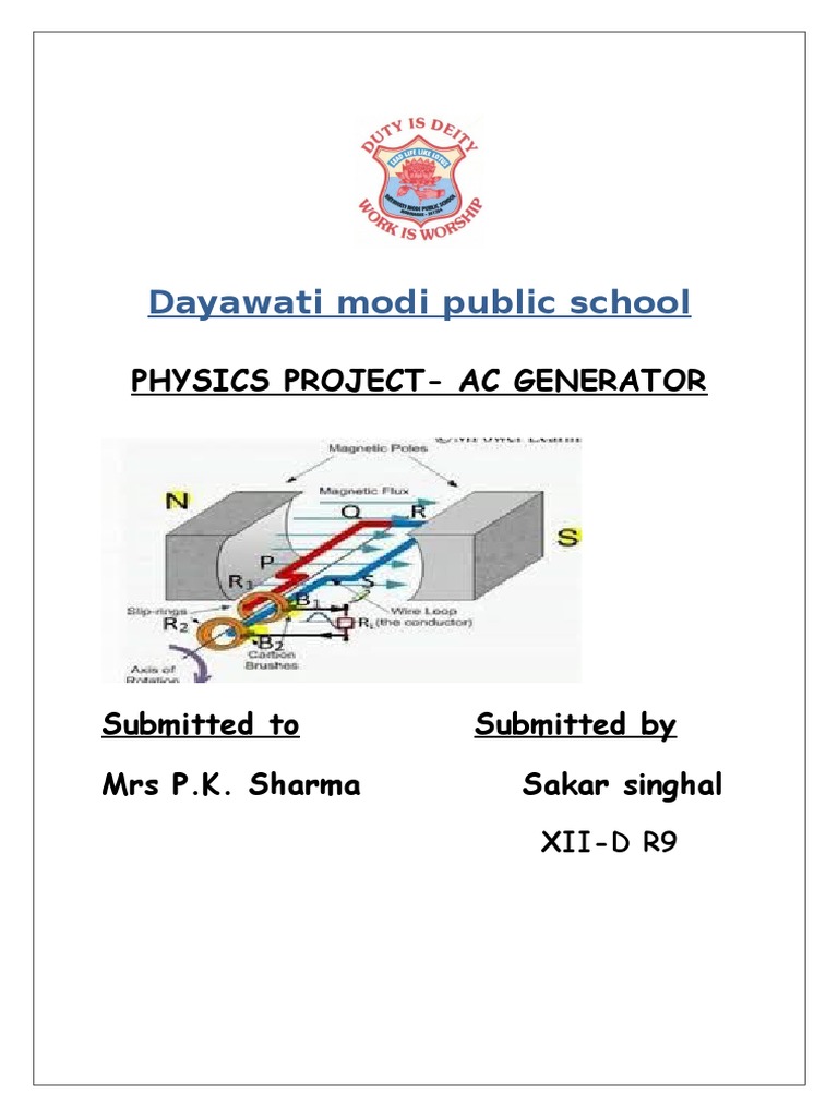 AC Generator Project for Class 12 | PDF | Electric Generator ...