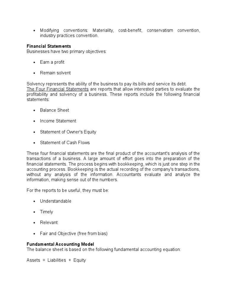 The Four Financial Statements | PDF | Balance Sheet | Financial Statement