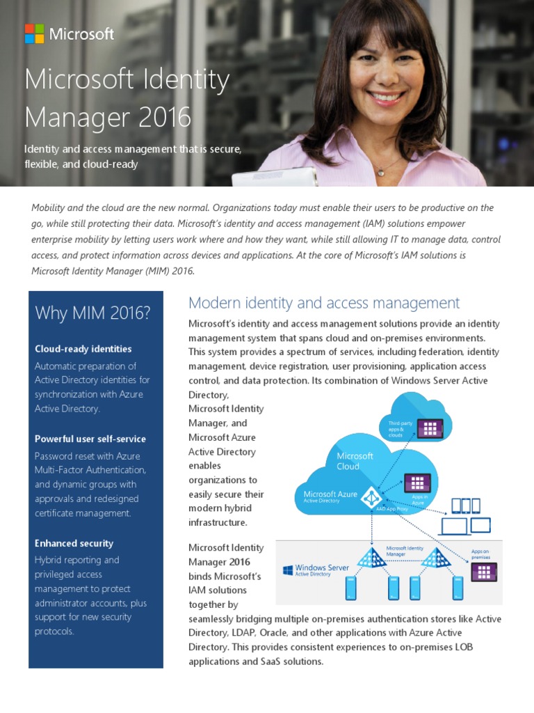 Microsoft Identity Manager 2016 Datasheet | Active Directory | Cloud ...
