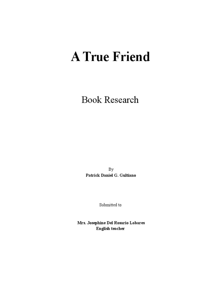 A True Friend: Book Research | PDF