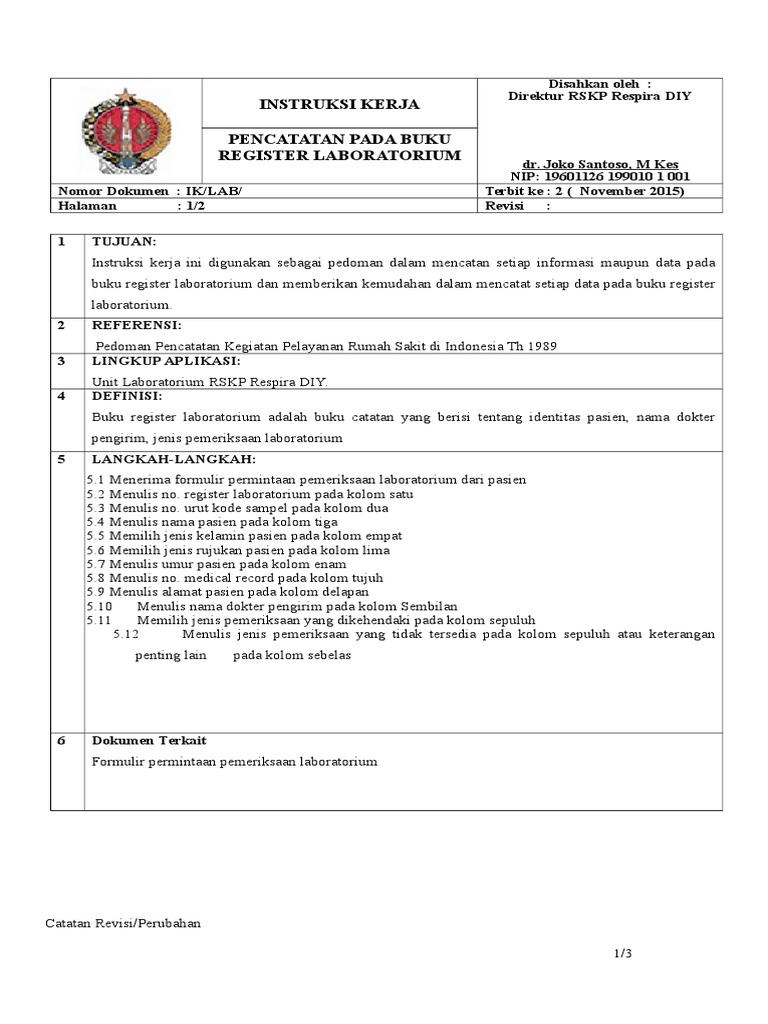 Instruksi Pencatatan Laboratorium | PDF