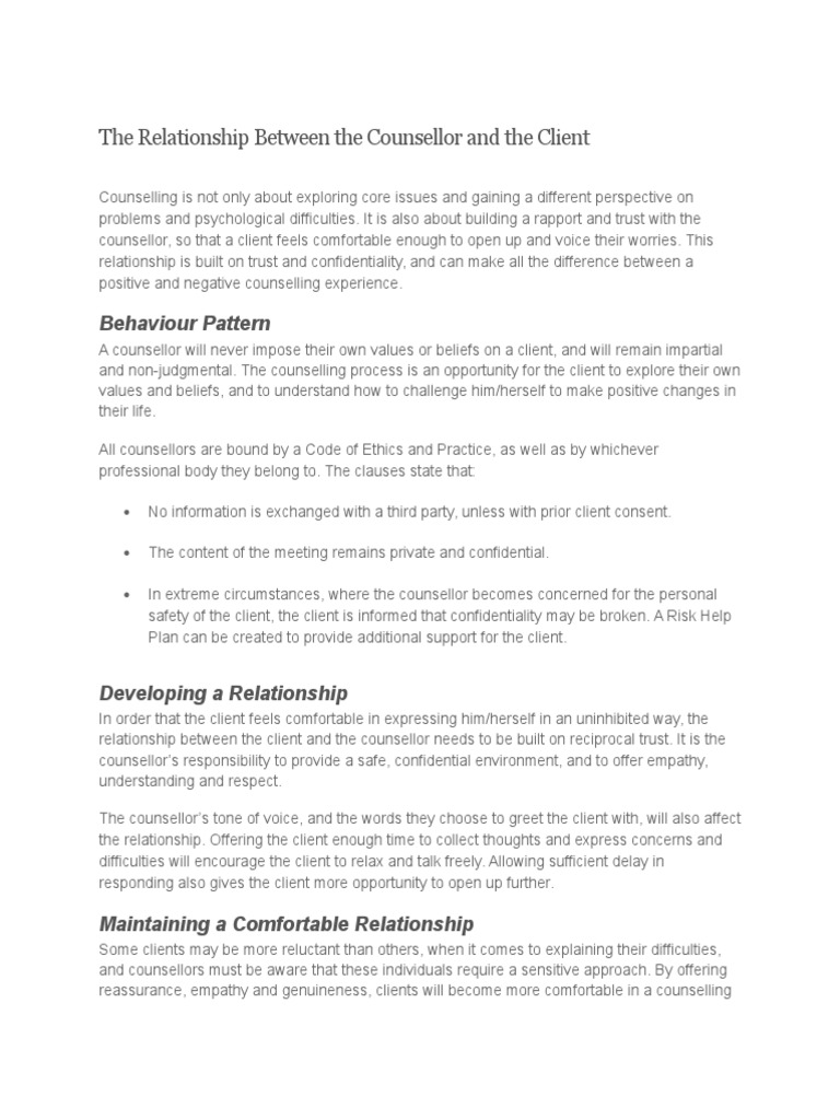 Building Trust in Counselling | PDF | Confidentiality | Psychotherapy