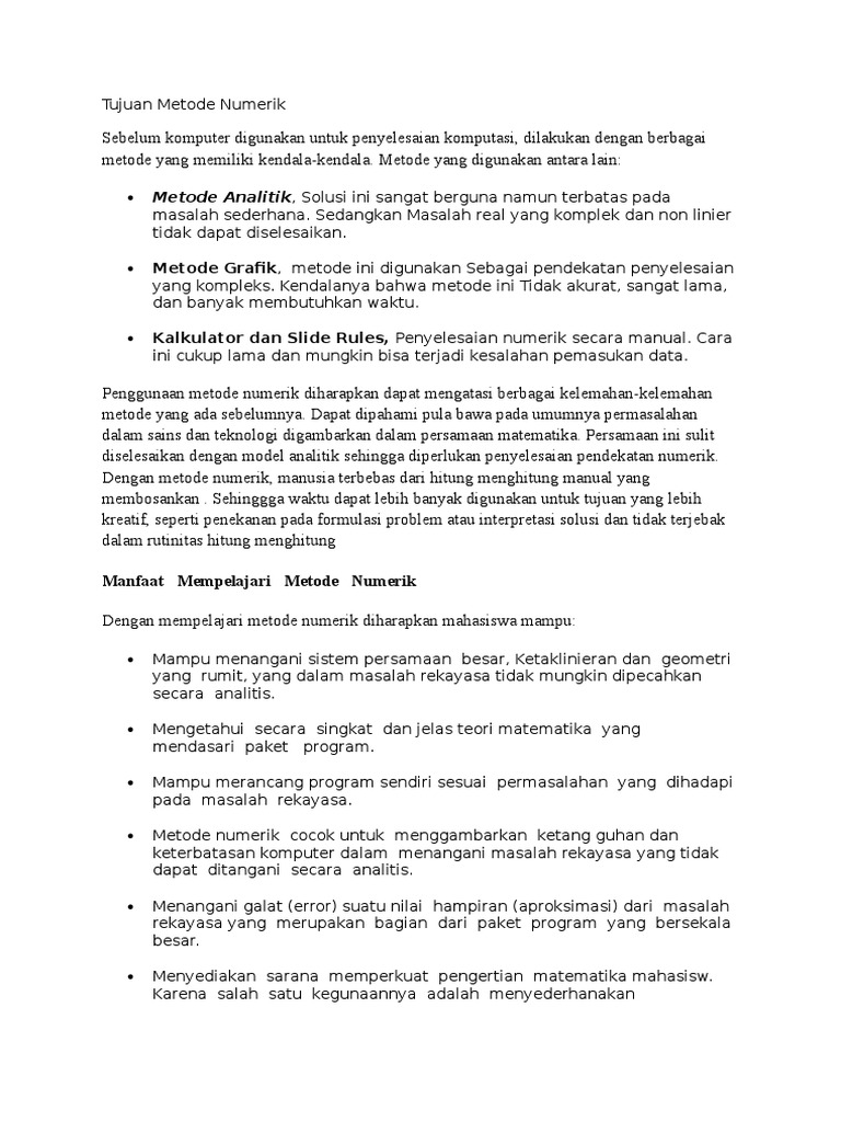 Metode Numerik | PDF | Metode & Bahan Ajar | Seni