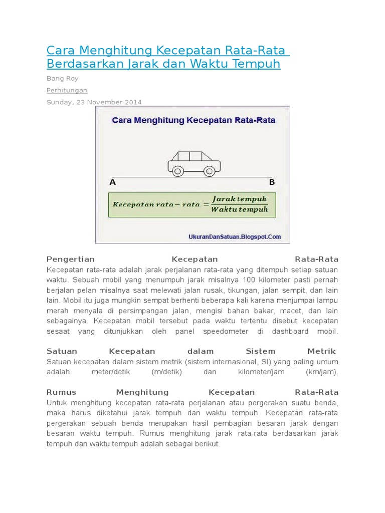 Cara Menghitung Kecepatan Rata | PDF
