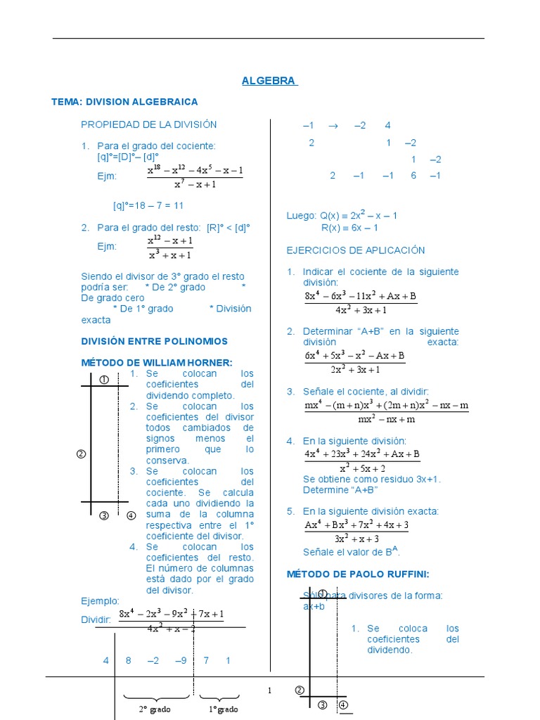 Division de Polinomios | PDF | División (Matemáticas) | Álgebra abstracta