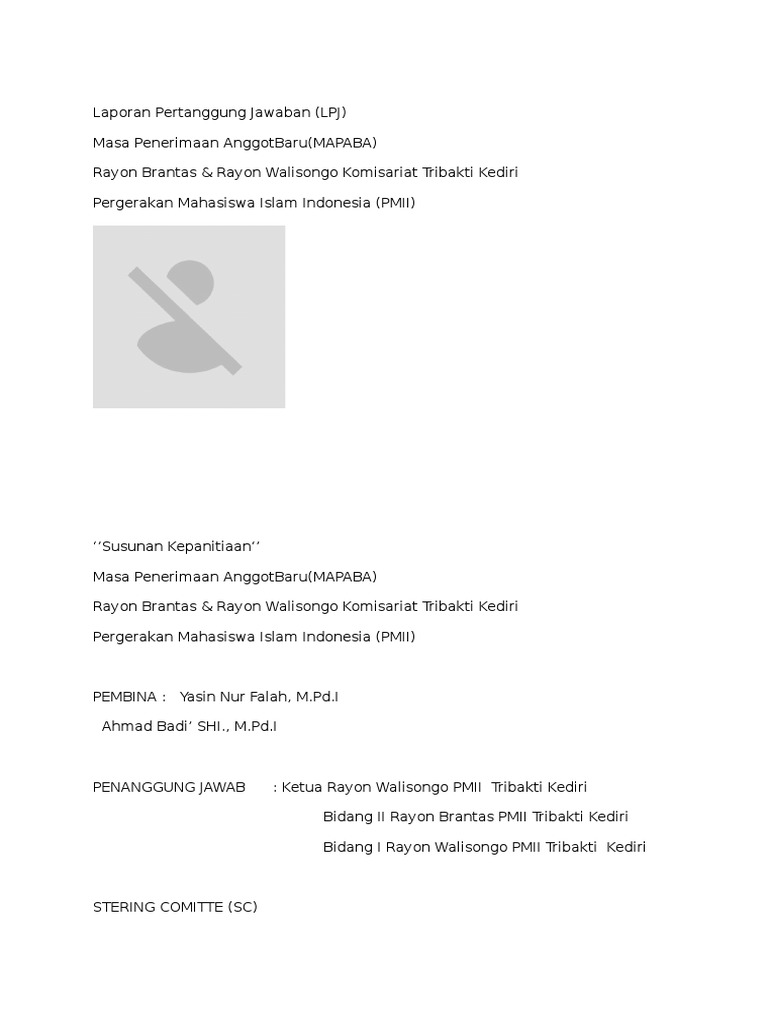 LPJ MAPABA PMII Kediri 2015 | PDF