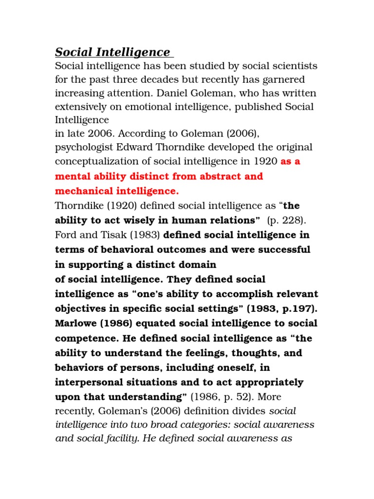 Social Intelligence | PDF | Intelligence | Empathy