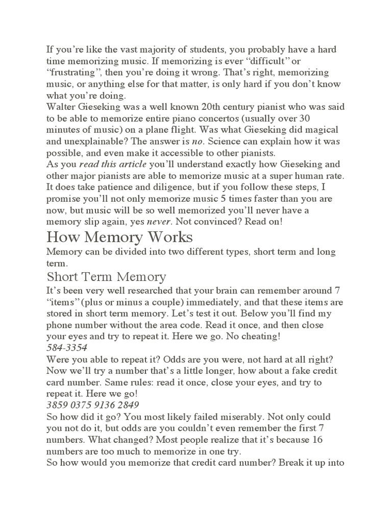 How Memory Works | PDF | Memory | Recall (Memory)