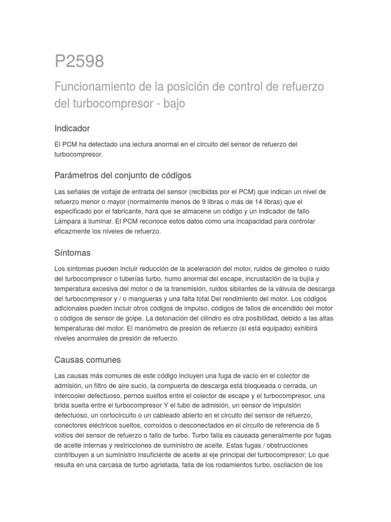 P2598 Ford | PDF | Turbocompresor | Máquinas