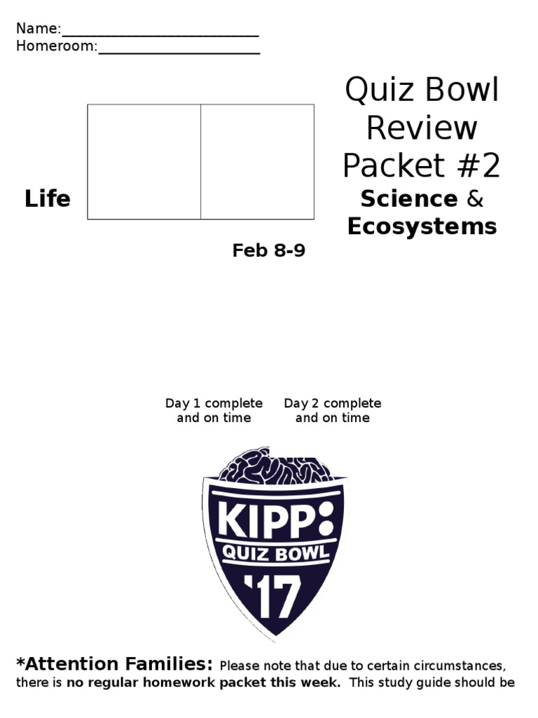 Quiz Bowl Review Packet 2 Life Science & Ecosystems | PDF | Blood ...