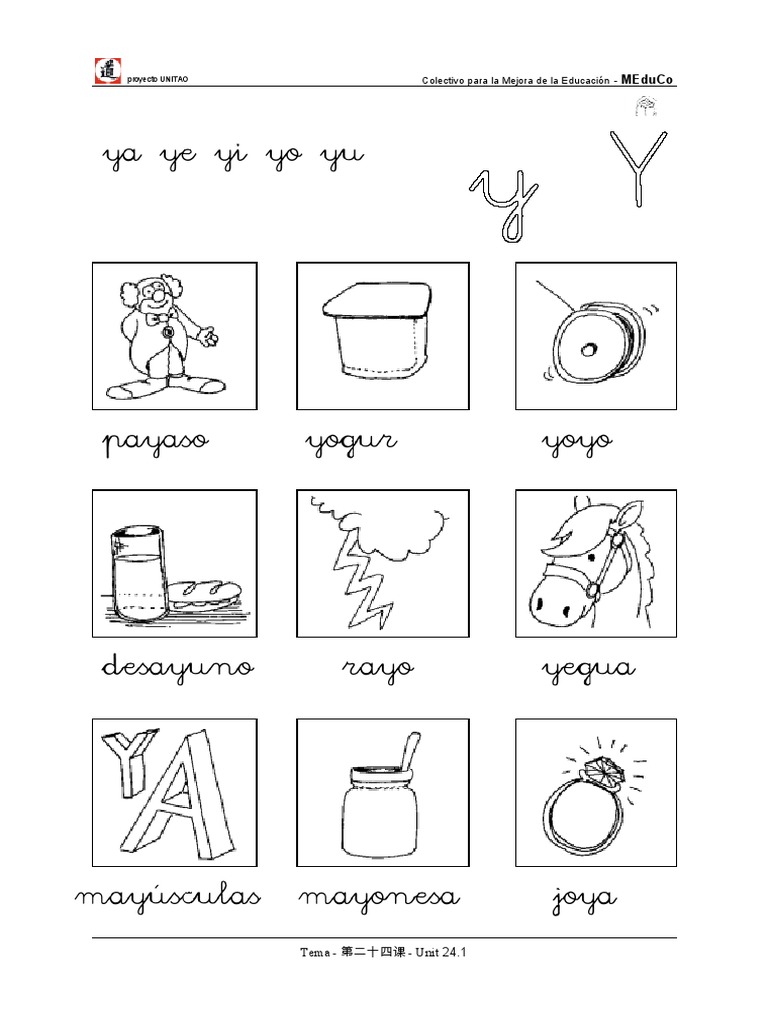 Actividades con la letra Y para primer grado | PDF | Alimentos | Comida ...