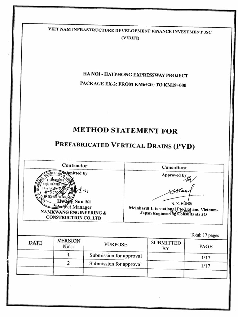 Method Statement For Soft Soil Treatment (PVD) | PDF