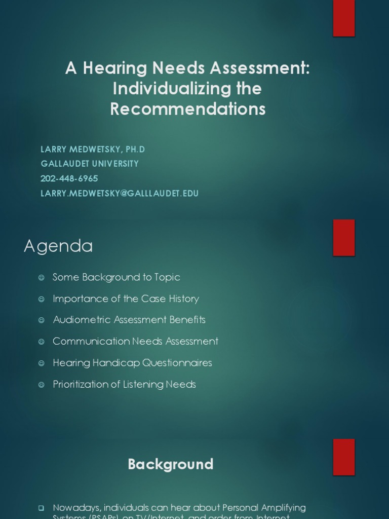 Individualizing The Hearing Aids Needs Assessment | PDF | Hearing Aid ...