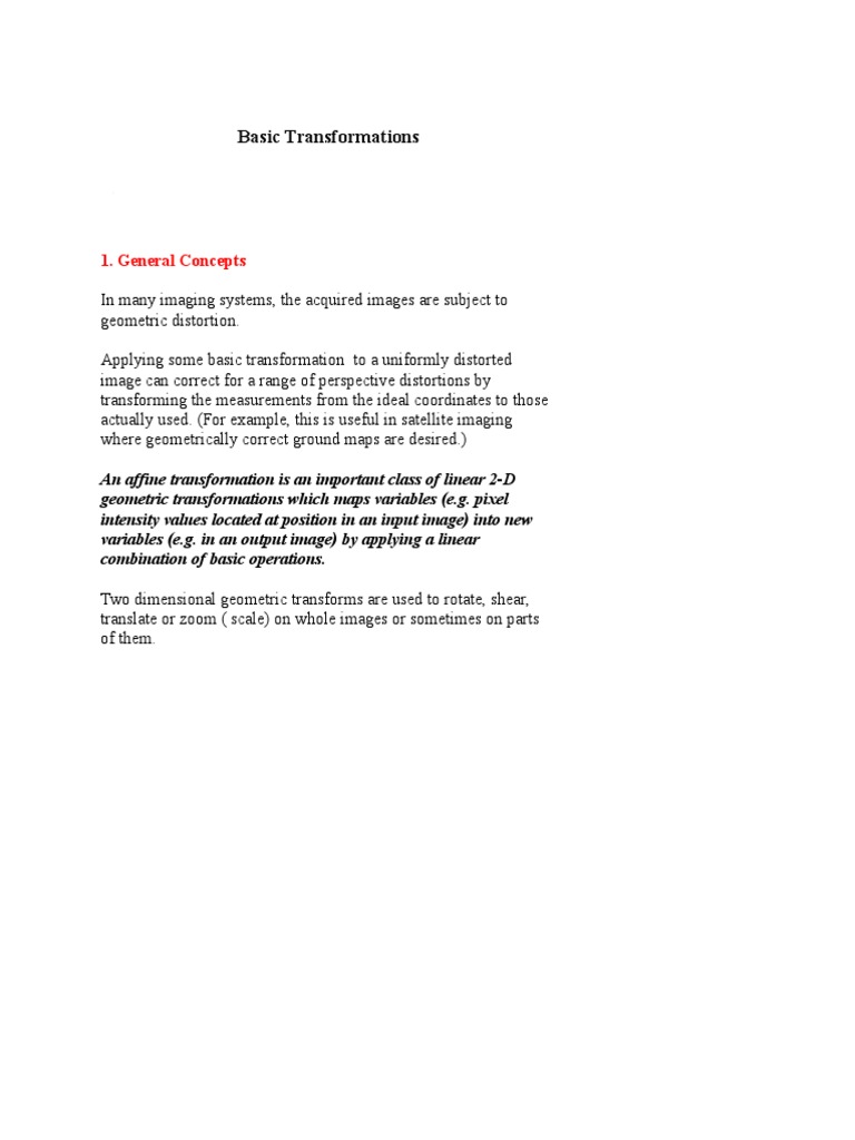 Basic Transformations: 1. General Concepts | PDF