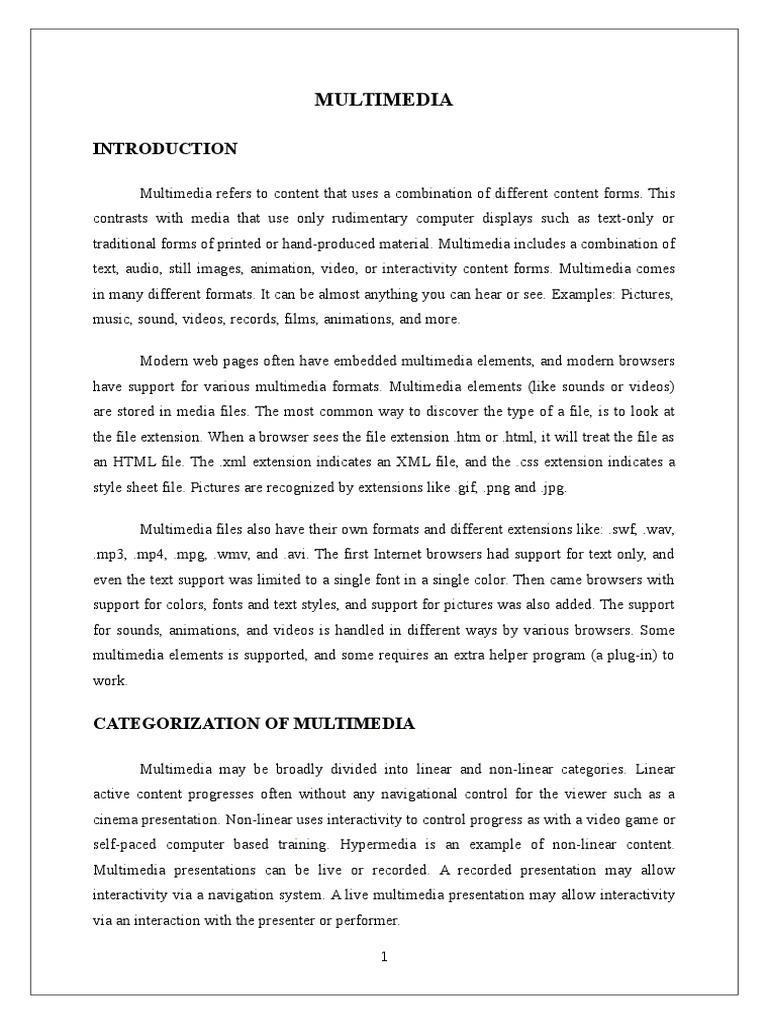 Multimedia: Content Content Forms | PDF | Multimedia | Software