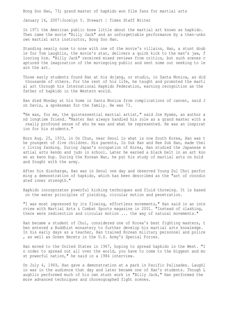 Bong Soo Han Pdf Korean Martial Arts East Asian Martial Arts