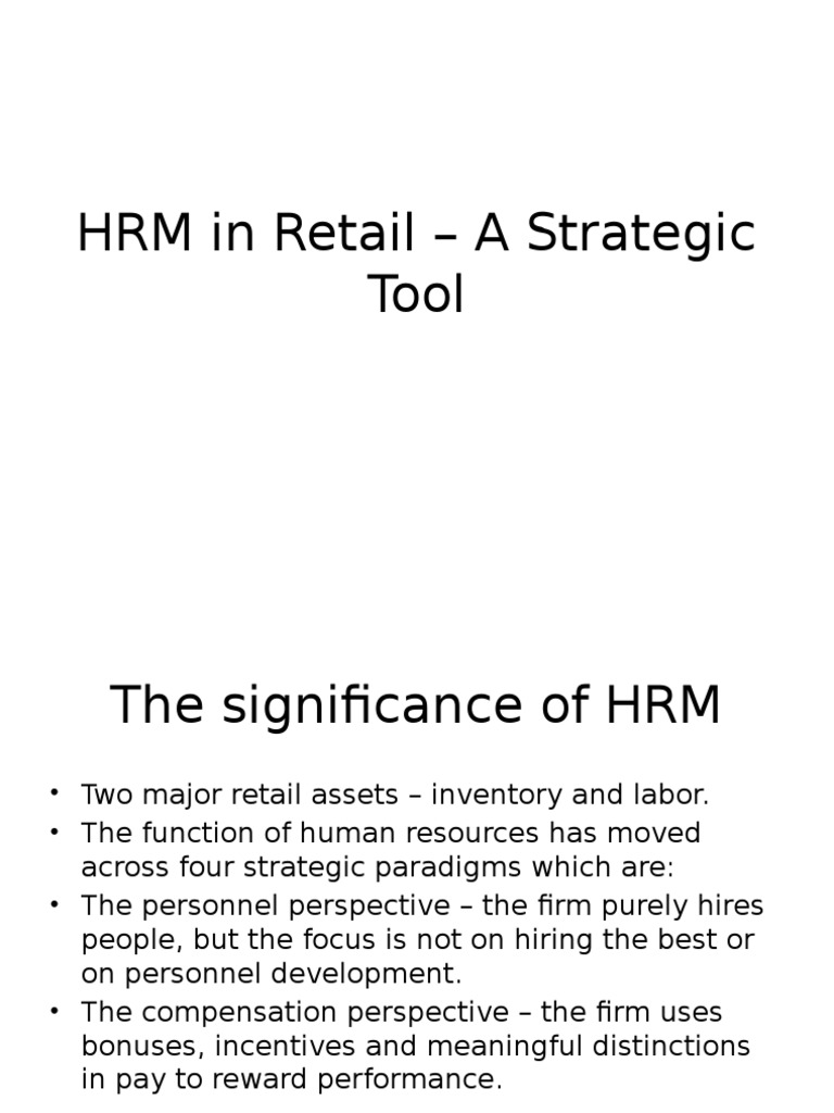 HRM in Retail-A Strategic Tool | PDF | Career & Growth | Business