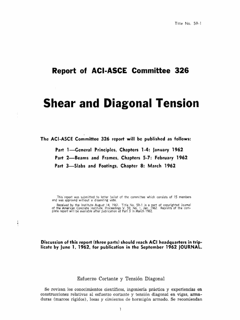 Report of ACI-ASCE Committee 326 Shear and Diagonal Tension Part 1 ...