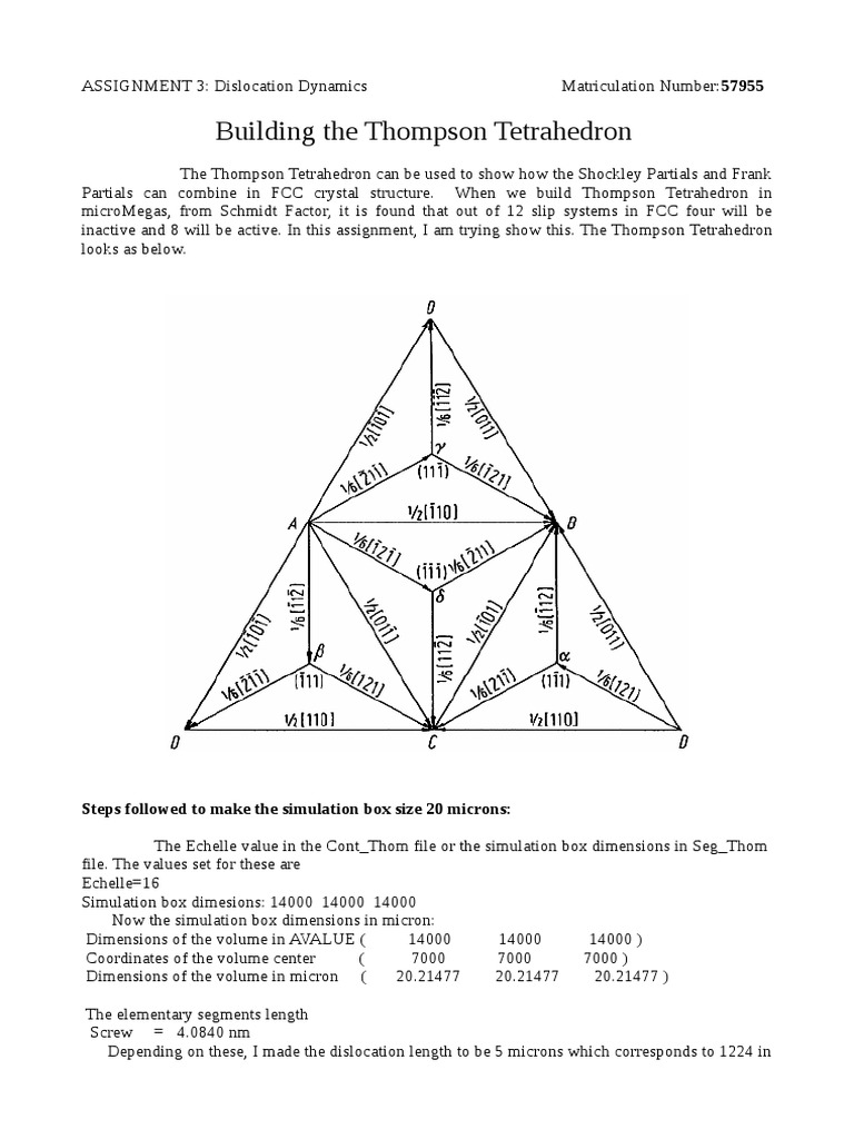 Micromegas Thompsons Tetrahedron | PDF | Dislocation | Cartesian ...
