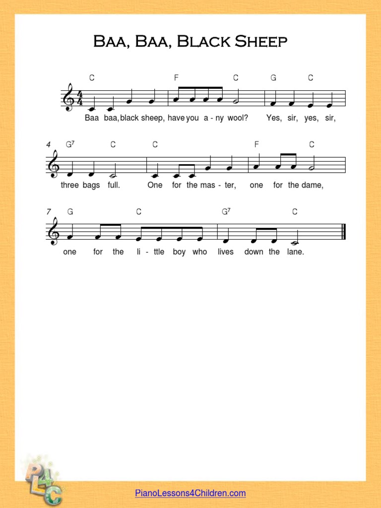 Baa Baa Black Sheep C Major | PDF