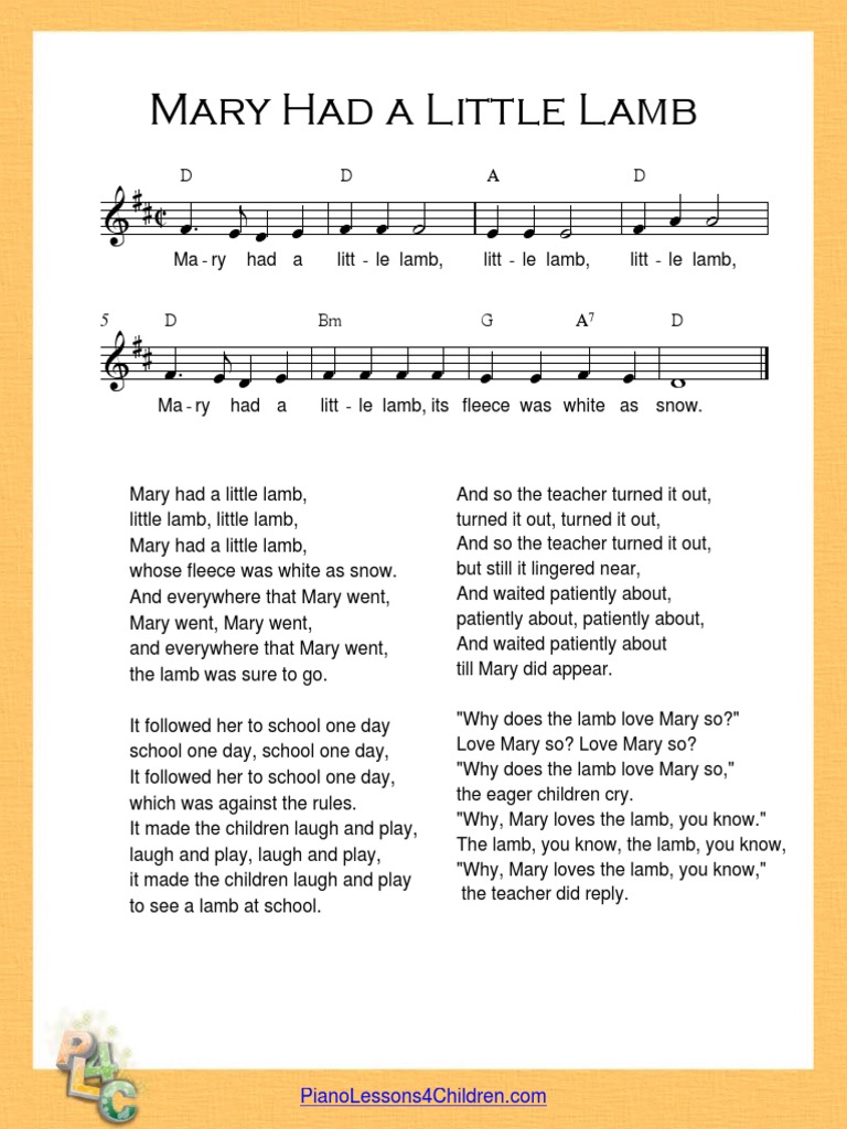 Mary Had A Little Lamb D Major | PDF