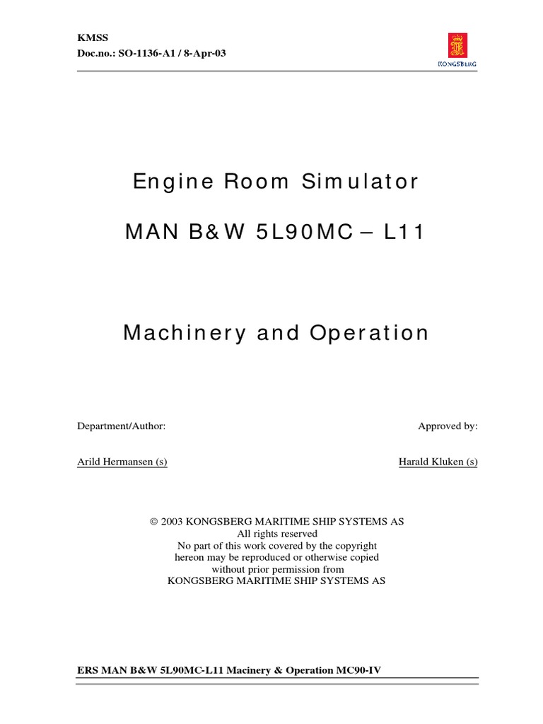 SO-1136-A1 Part 1 Engine Room Simulator MAN B&W 5L90M. | PDF | Marine ...