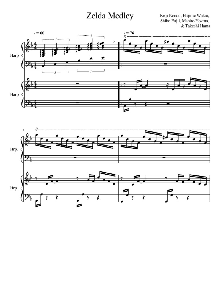 Zelda Medley Harp Sheet Music | PDF | Nintendo | Leisure