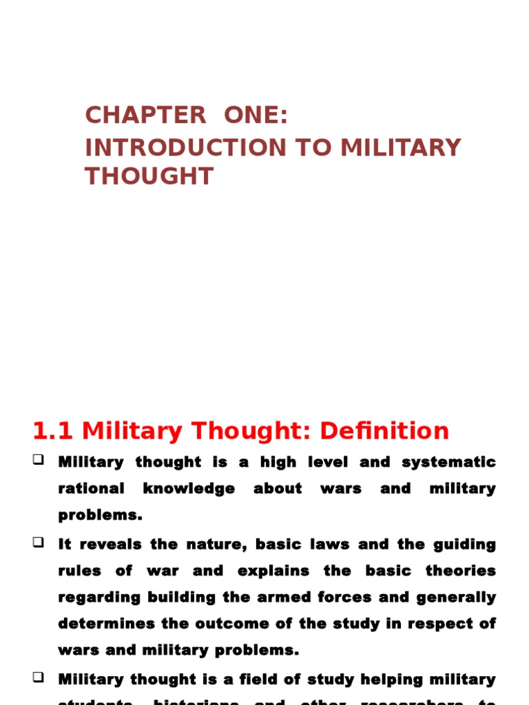 Chapter One: Introduction To Military Thought | PDF | Military ...