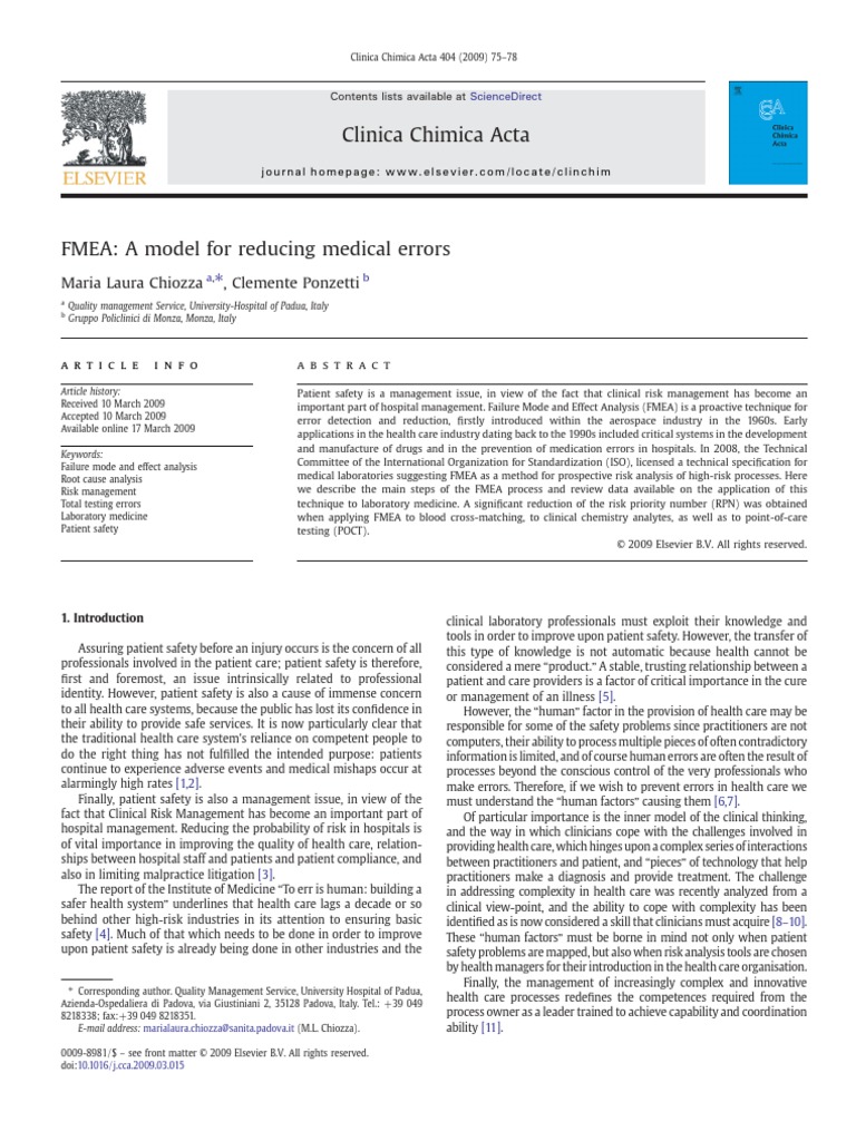 A Model For Reducing Medical Errors | PDF | Patient Safety | Risk ...
