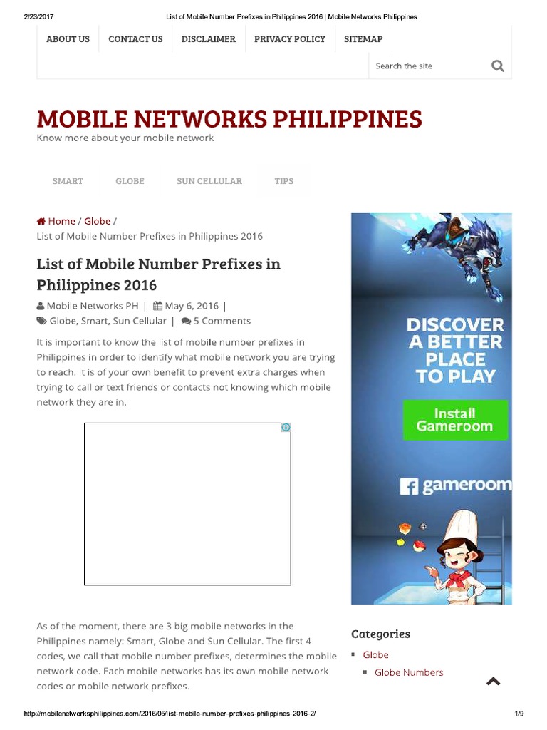 Mobile Number Prefixes | PDF