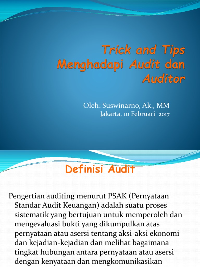 Tricks and Tips Menghadapi Audit Dan Audtor | PDF Tricks and Tips Menghadapi Audit Dan Audtor | PDF