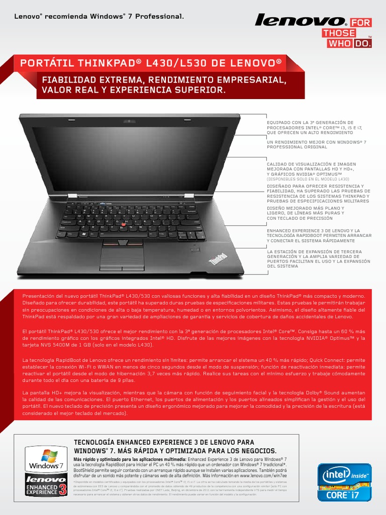 Thinkpad l430 l530 Datasheet PDF | PDF | Lenovo | Microprocesador