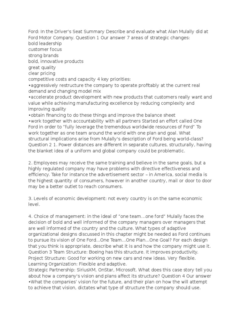 Ford | PDF | Ford Motor Company | Organizational Structure