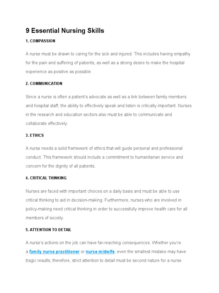 9 Essential Nursing Skills | Critical Thinking | Nursing