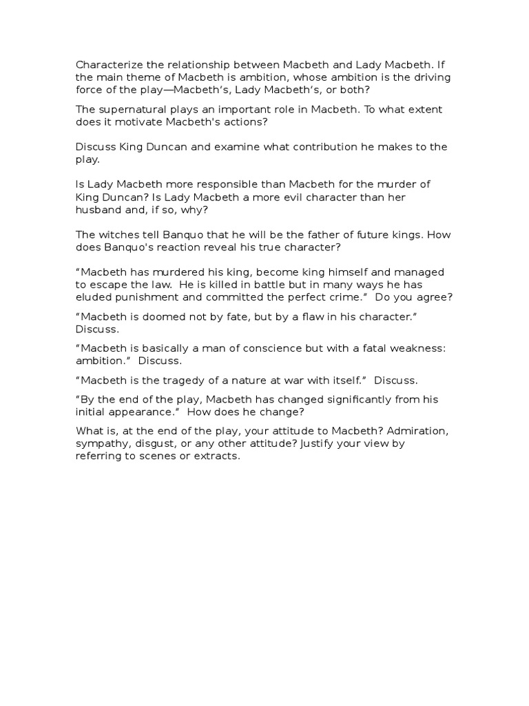 Macbeth Essay | PDF | General Fiction