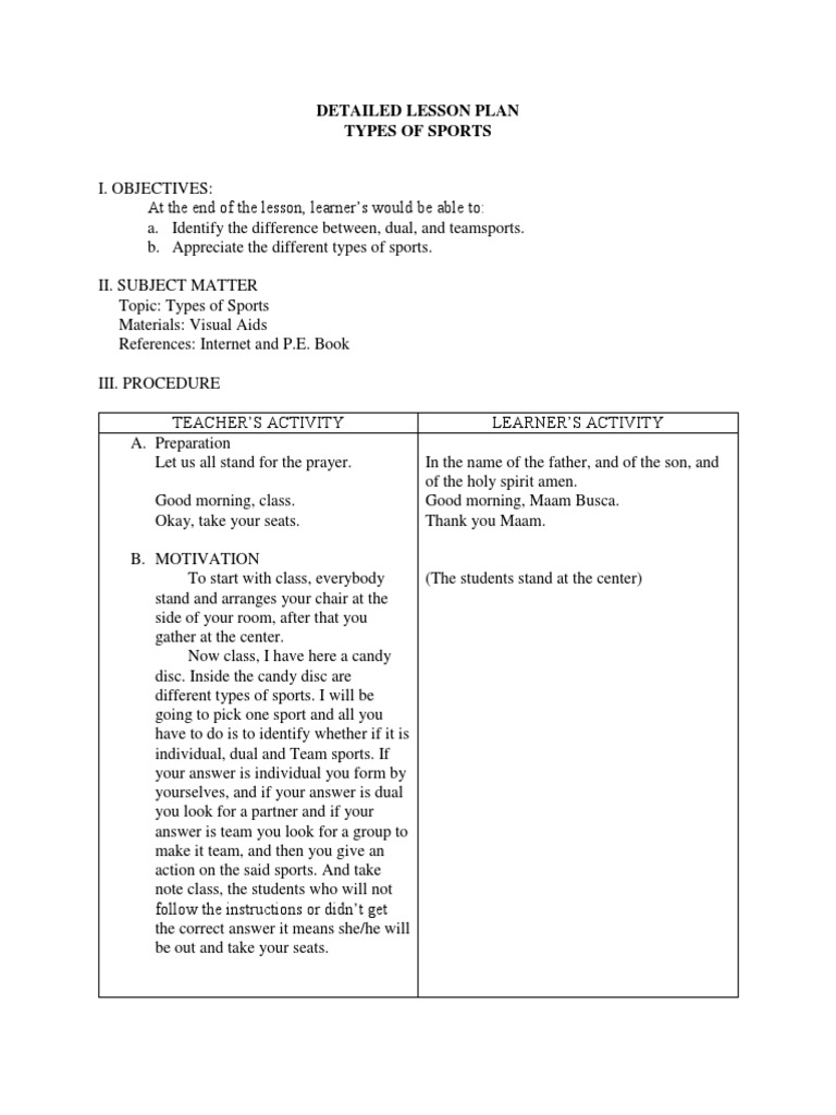 Detailed Lesson Plan | PDF