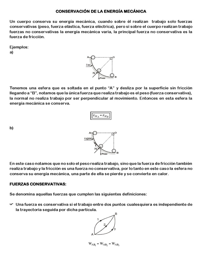 Conservación de La Energía Mecánica PDF | PDF | Fuerza | Fricción
