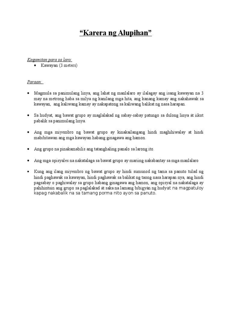 Karera NG Alupihan | PDF