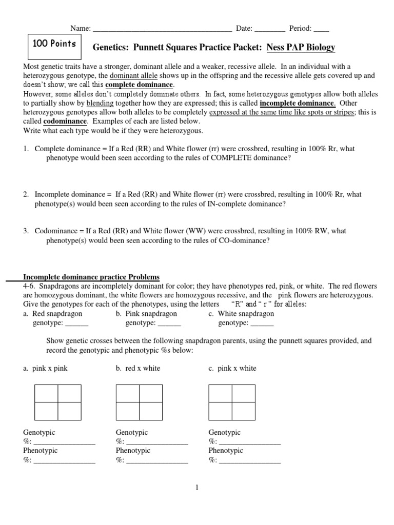 Codominance Examples Punnett Square