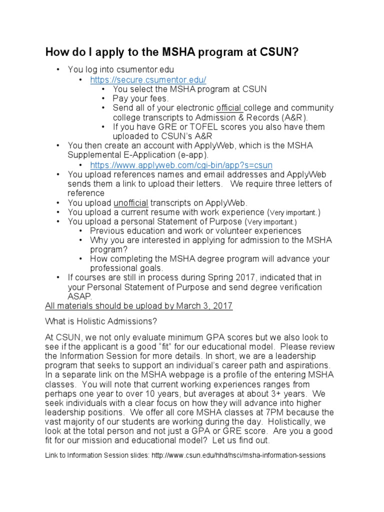 MSHA How To Apply | PDF