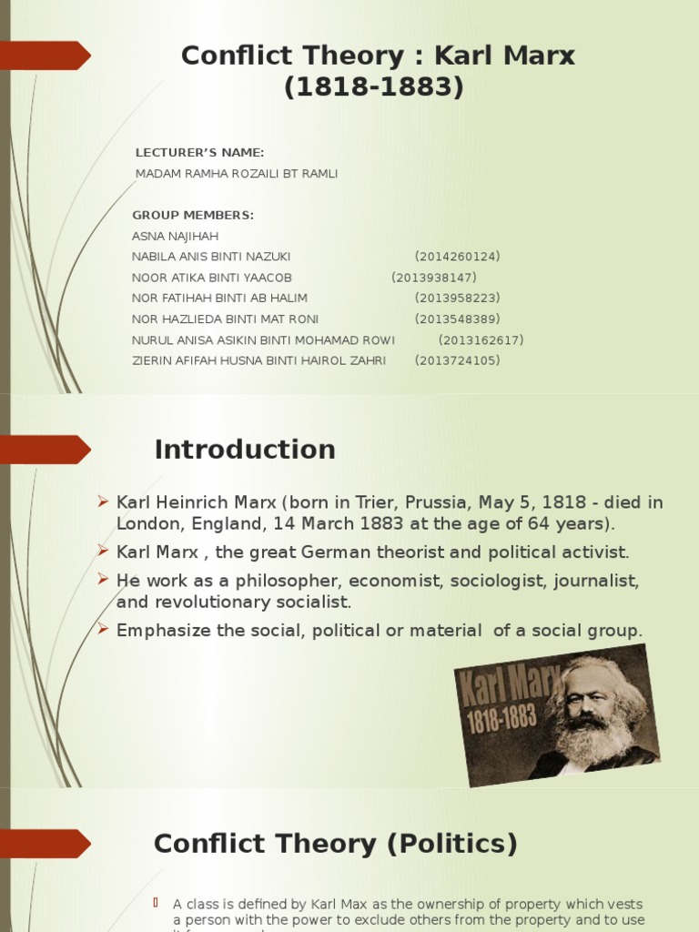 Conflict Theory - Karl Marx | PDF | Politics | History