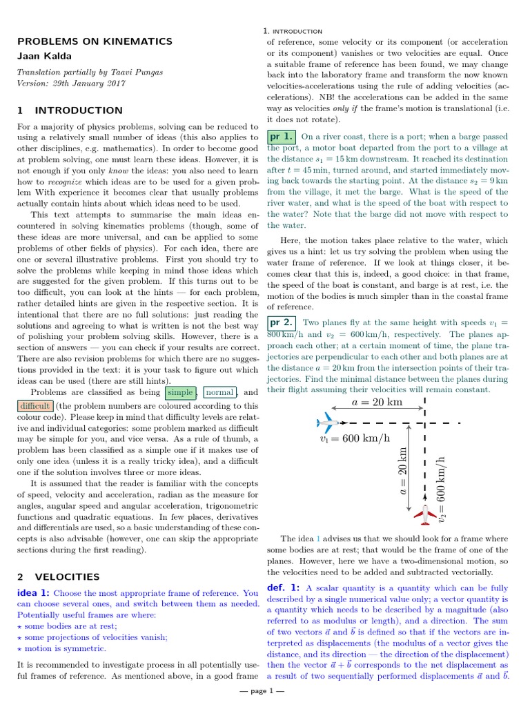 IPHO Kinematics | PDF | Euclidean Vector | Velocity