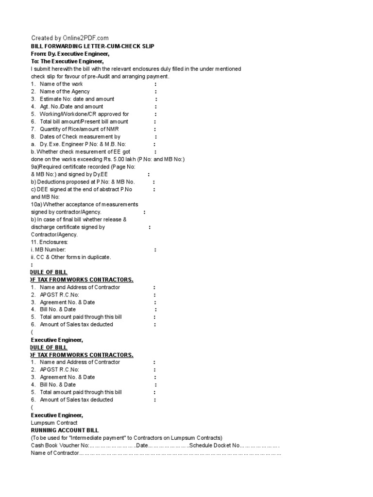 Pao Bill Form | PDF | Cheque | Government Finances