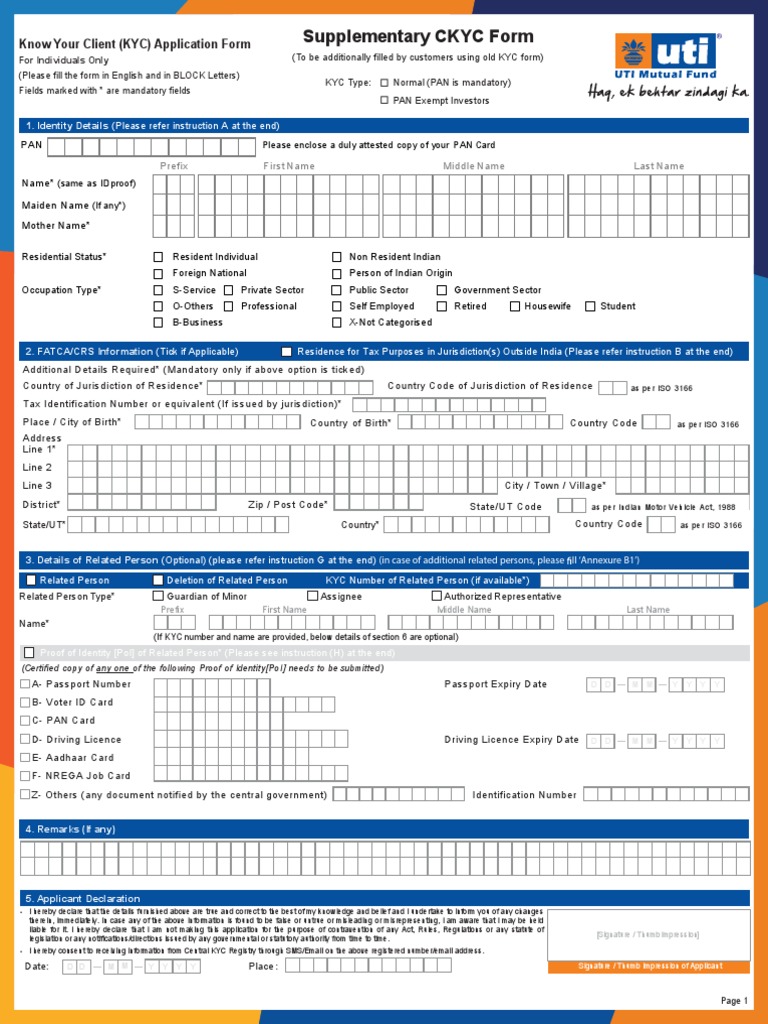 Annexure 2 To Amfi BP Cir No 68 - Supplementary Ckyc Form | Identity ...