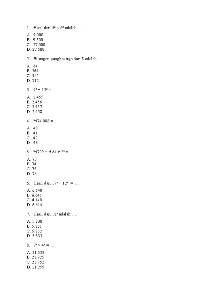 Soal Pangkat 3 | PDF