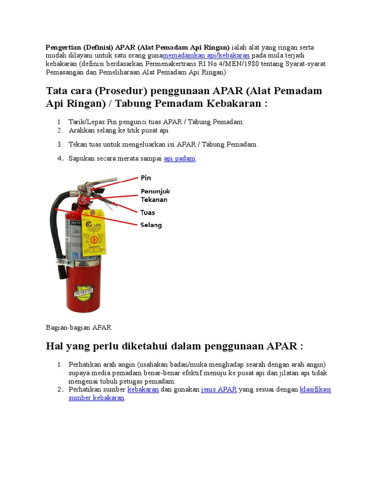 SOP Penggunaan APAR | PDF