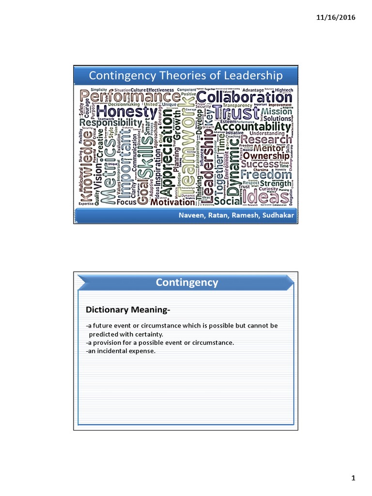 Contingency Theories of Leadership | PDF | Leadership | Emergence