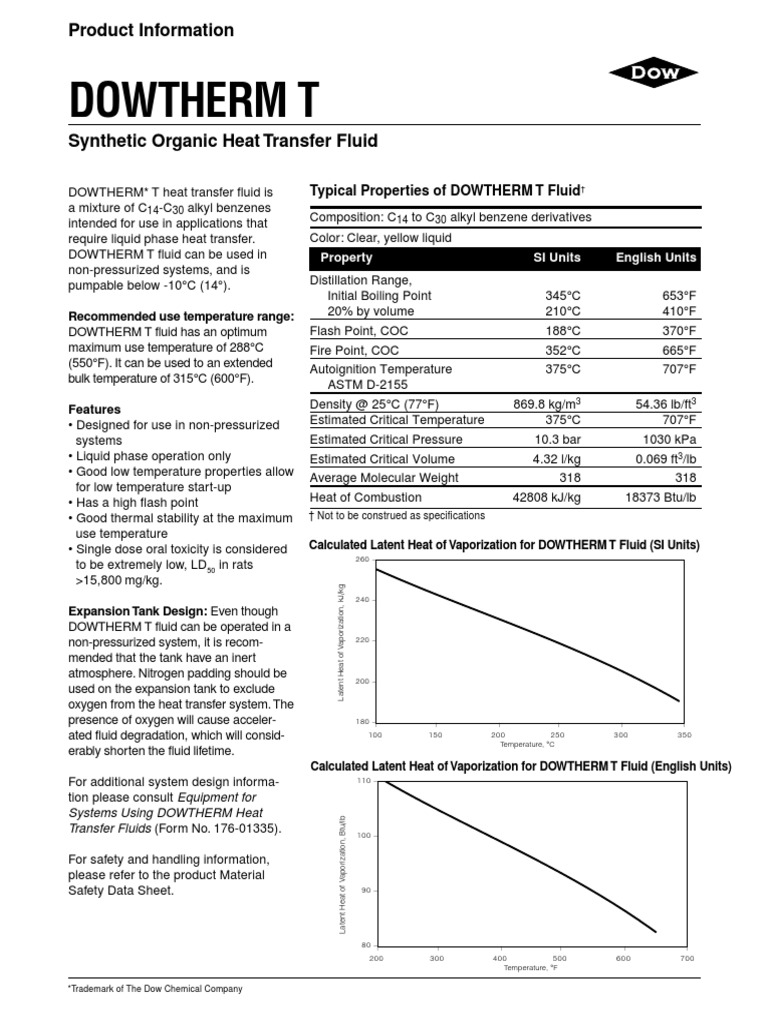 Technical Product Information and Properties of Dowtherm T Synthetic ...