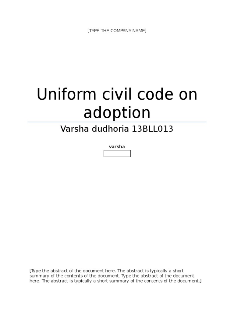 Uniform Civil Code For Adoption | PDF | Adoption | Parent